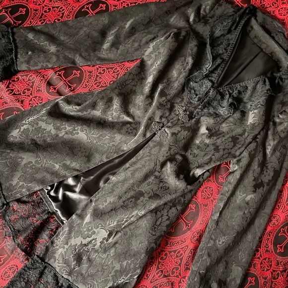 Jackets & Coats | Handmade Victorian Goth Brocade Duster Coat Dress ...